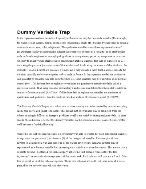 Dummy Variable Trap Study Material For Beginners Dummy Variable