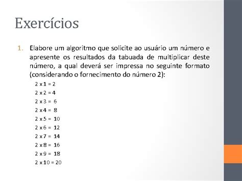 exerccios 1 elabore um algoritmo que solicite ao