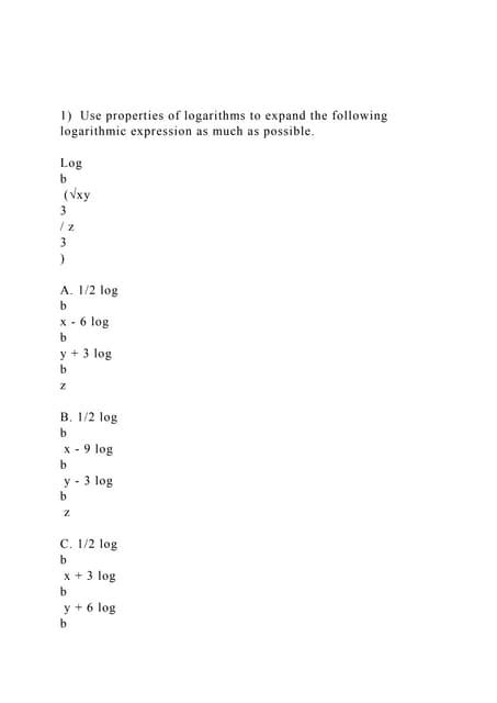 1 use properties of logarithms to expand the following logarit docx