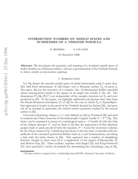 Pdf Intersection Numbers On Moduli Spaces And Symmetries Of A