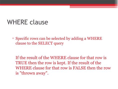 Sql Select Clause Ppt Databases Computer Software And Applications