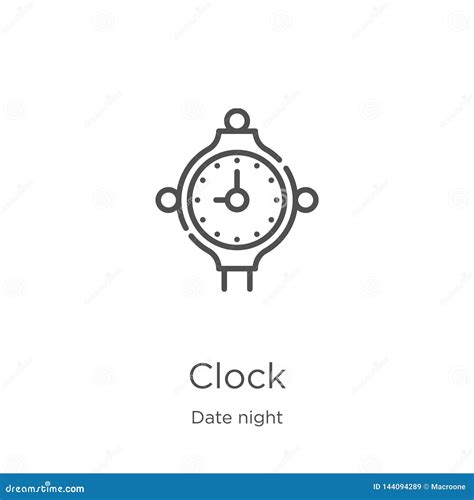 Clock Icon Vector From Date Night Collection Thin Line Clock Outline Icon Vector Illustration