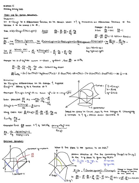 Chain Rule For Partial Derivatives Midterm I Mondayduringclass Chainuneforpartialderivatives