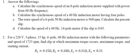 Solved Answer The Followings Calculate The Synchronous