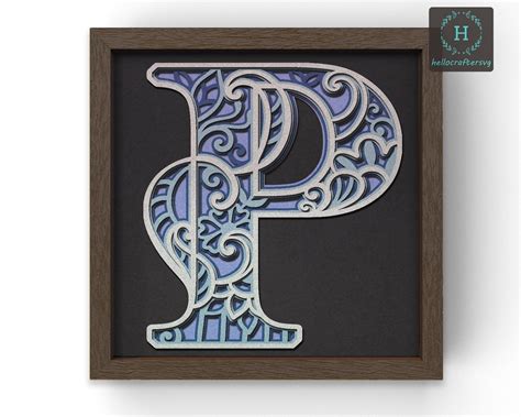 3d Letter P Svg Alphabet P 3d Shadow Box File Svg Cardstock Etsy In