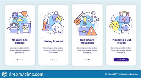 Toxic Work Environment Signs Onboarding Mobile App Screen Stock Vector