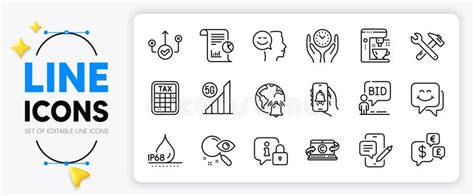 money currency copywriting notebook and smile face line icons for web