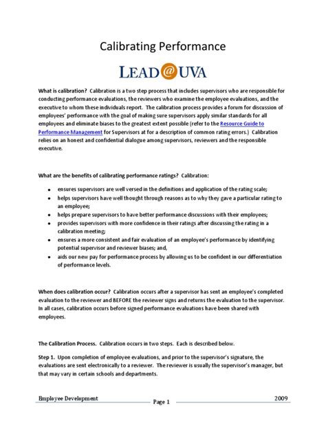 Calibrating Performance Pdf Calibration Performance Appraisal