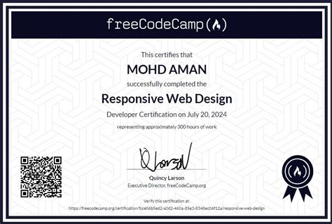 Mohd Aman On Linkedin Webdevelopment Responsive Freecodecamp Certification Learningjourney