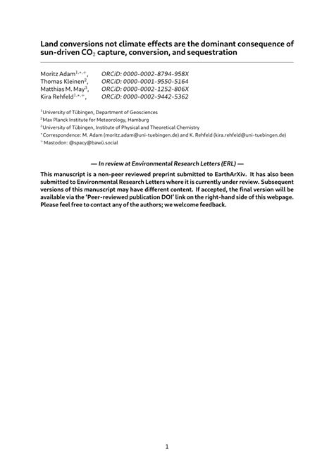 Pdf Land Conversions Not Climate Effects Are The Dominant Consequence Of Sun Driven Co2