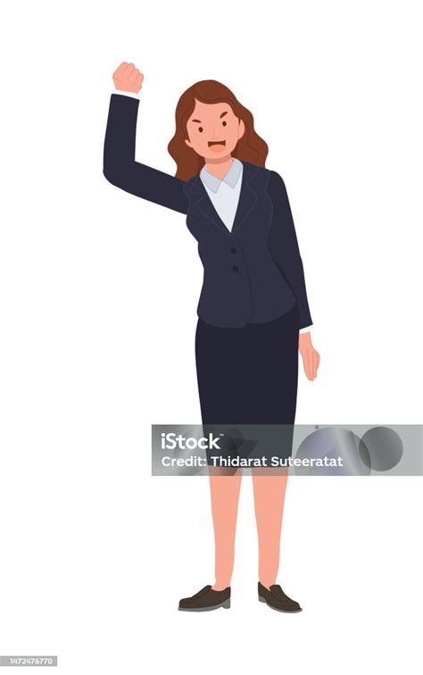 전체 길이 사업가 우승자 성공 비즈니스 여성 흥분 손을 들고 팔을 들어 올린 플랫 벡터 만화 일러스트 레이 션 개념에 대한 스톡 벡터 아트 및 기타 이미지 Istock