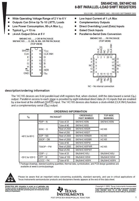 Bit Shift Register Paralell Input P HC SMD