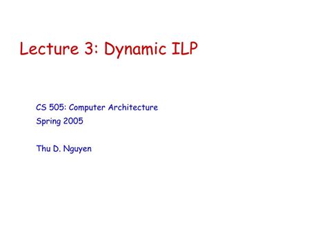 ppt lecture 3 dynamic ilp powerpoint presentation free download