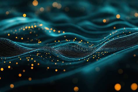 Abstract Wave Pattern Featuring Glowing Particles Dark Background