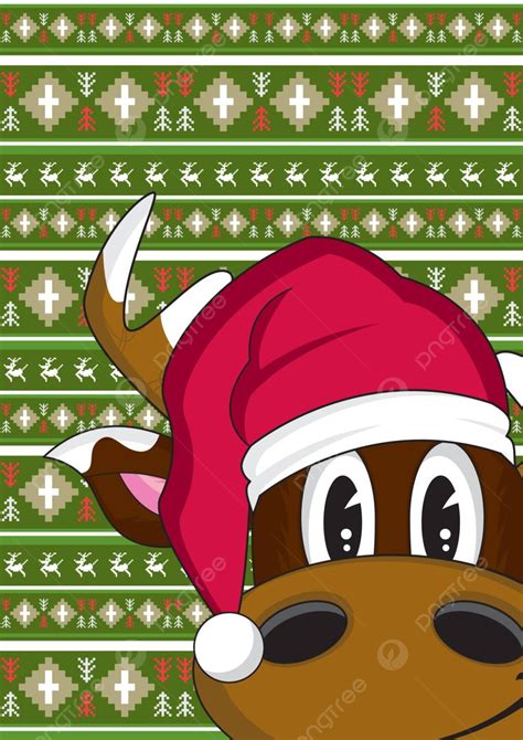 Cute Cartoon Santa Reindeer Vector Reindeer Father Christmas Vector