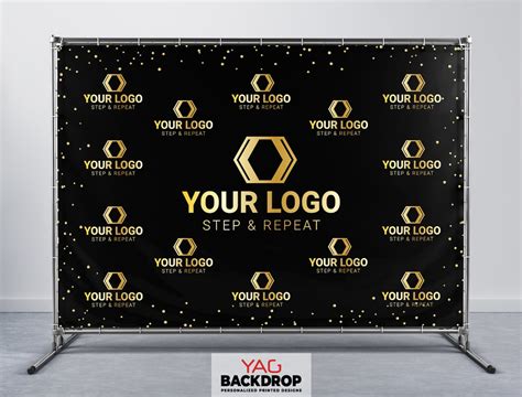 Custom Logo Personalized Step And Repeat Style Printed Black Background