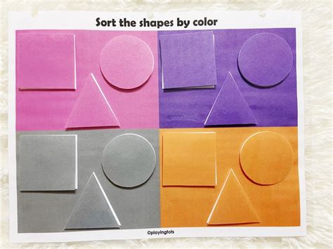 Colors And Shapes Sorting Activity Printable Babe Busy Etsy