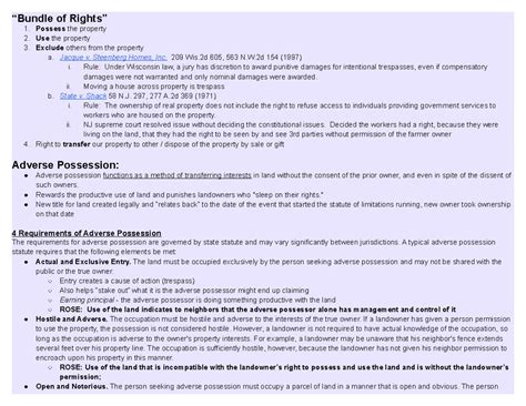 Property Outline Bundle Of Rights Possess The Property Use The Property Exclude Others From