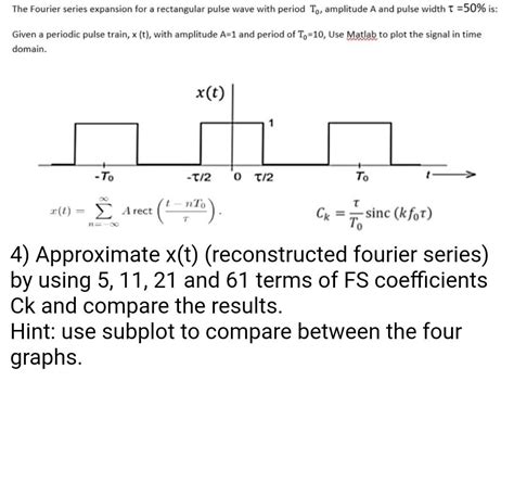 Solved The Fourier Series Expansion For A Rectangular Pulse