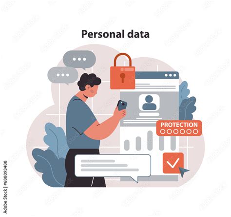 Personal Data Protection Concept Man With Smartphone Ensuring Secure Online Activities