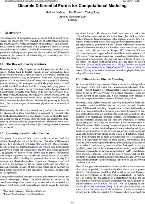 Discrete Differential Forms For Computational Modeling Acm Siggraph 2006 Courses