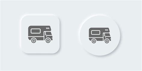 Camper Van Solid Icon In Neomorphic Design Style Recreational Vehicles