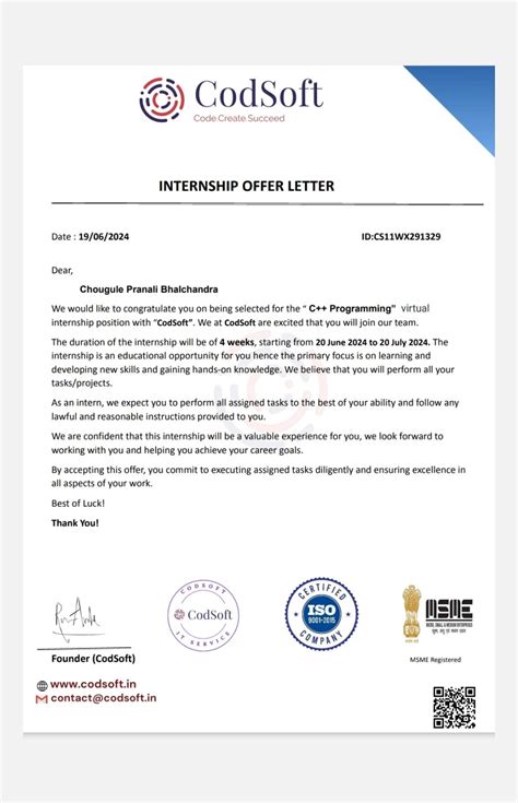 Pranali Chougule On Linkedin Internship C Programming