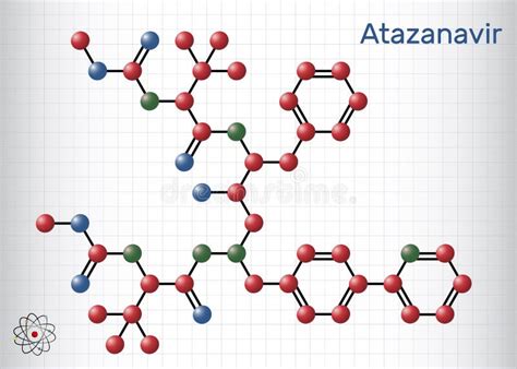 阿他扎那韦分子 它是用于治疗艾滋病毒的抗逆转录病毒药物 分子模型 笼子中的纸片 向量例证 插画 包括有 药物 抗化剂 248723809