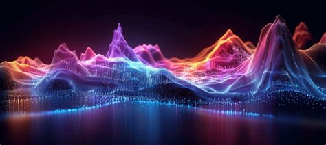 colorful sound waves abstract data visualization in blue and purple