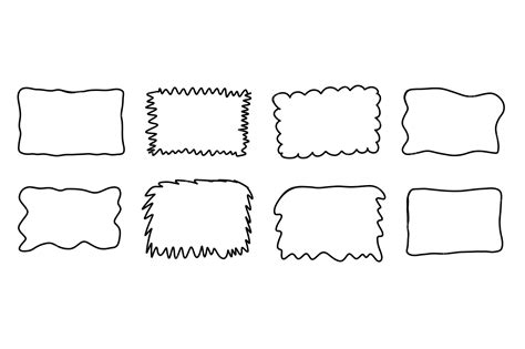 Premium Vector Doodle Rectangle Frame Set Hand Drawn Wavy Curve
