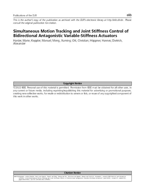 Simultaneous Motion Tracking And Joint Stiffness Control Of