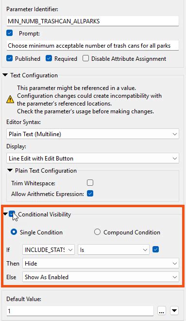 Working With Conditionally Visible Published User Parameters In Fme