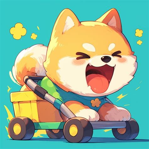 Premium Vector Pomapoo Riding In A Stroller