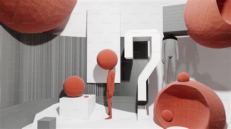 흰색과 빨간색 물체 앞에 서있는 사람 사진 Unsplash의 질문 이미지