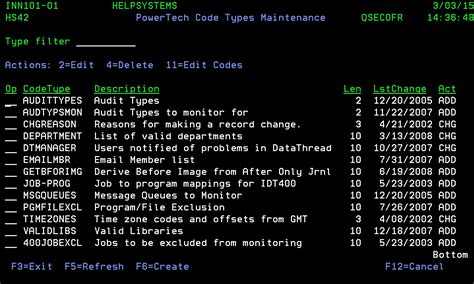 Powertech Code Types Maintenance