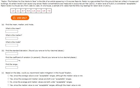 Solved Radon The Problem No One Wants To Face Is The Chegg Com