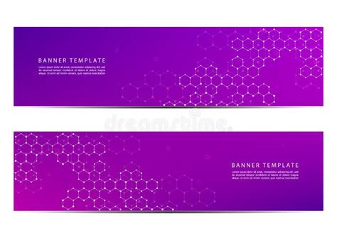 Set Of Abstract Banner Design Dna Molecule Structure Background Geometric Graphics And