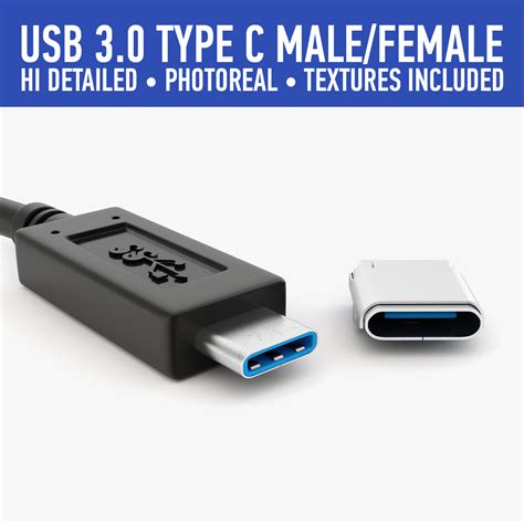 Usb 3 1 Type C Female Connector 3d Model 13 Dwg Max Fbx Dxf 3ds