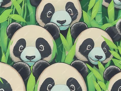 Premium Ai Image Cute Panda Pattern Cartoon Illustration
