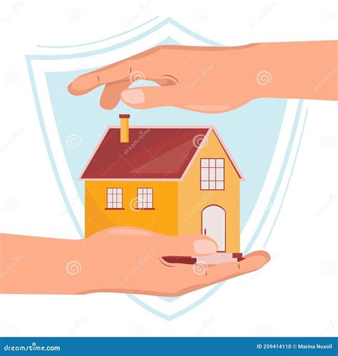 Two Hands On Top And Below A House Protection Concept Illustration