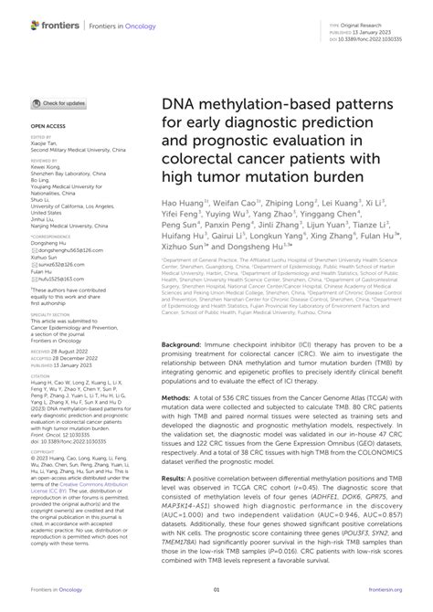Pdf Dna Methylation Based Patterns For Early Diagnostic Prediction