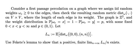 Solved Consider A First Passage Percolation On ﻿a Graph