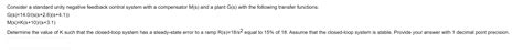 solved consider a standard unity negative feedback control