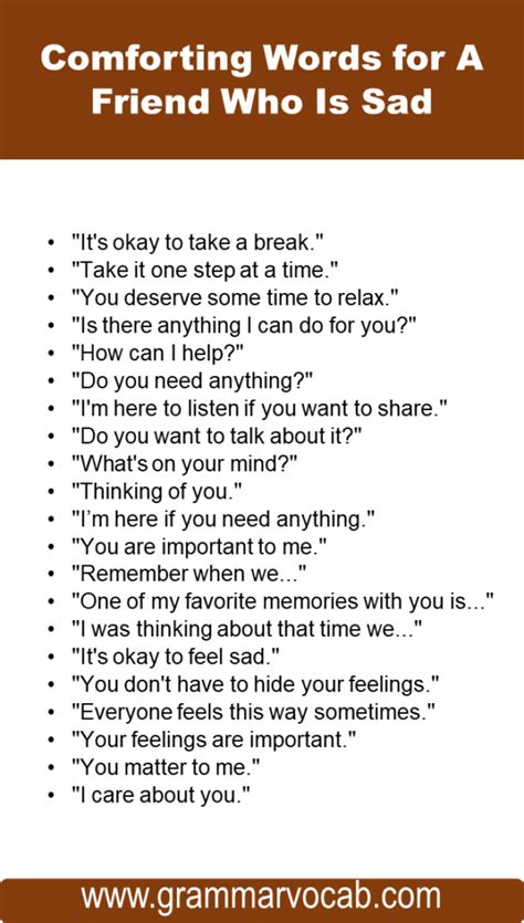 Comforting Words For A Friend Who Is Sad Grammarvocab