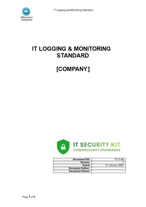 logging and monitoring it standard templates at