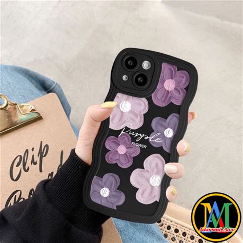 Jual M031 Softcase Gelombang Bunga Flower Purple Oppo A5s A7 A11k A12