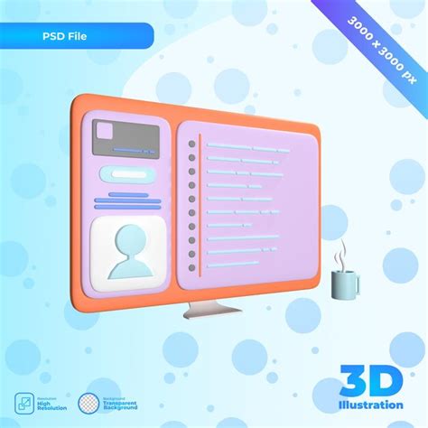 Premium PSD D Render Ui Design Perspective View