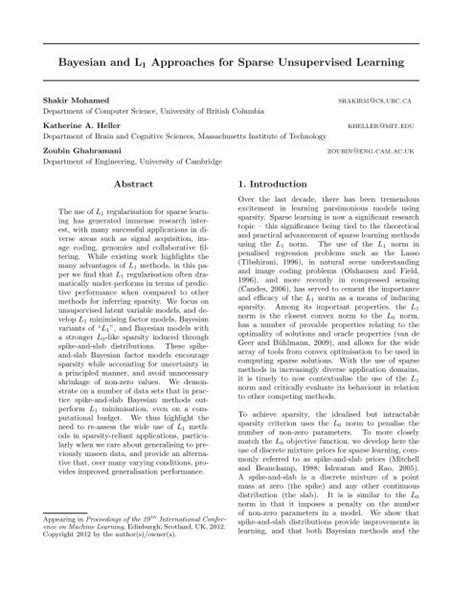 bayesian and l1 approaches for sparse unsupervised icml