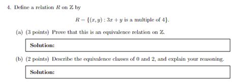 Solved 4 Define A Relation R On Z By R X Y 3x Y Is A Chegg Com