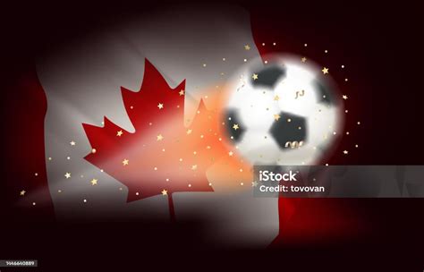 캐나다의 국기와 함께 비행 축구 공입니다 3d 벡터 일러스트 레이 션 3차원 형태에 대한 스톡 벡터 아트 및 기타 이미지 3